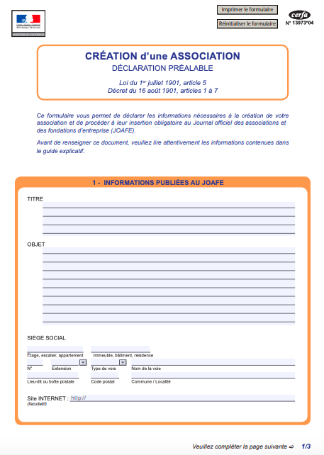 Déclaration initiale d'association - document et modèle à télécharger